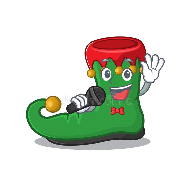 Cartoon Singing Elf Shoes while Holding a Microphone Stock Vector ...