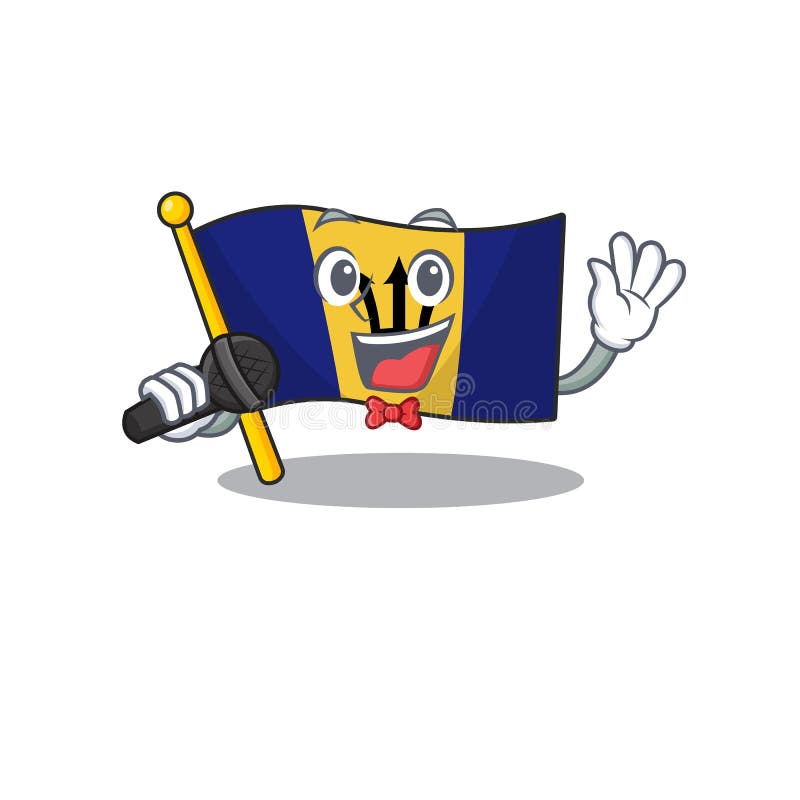 Cartoon Singing Flag Barbados while Holding the Mic Stock Vector ...