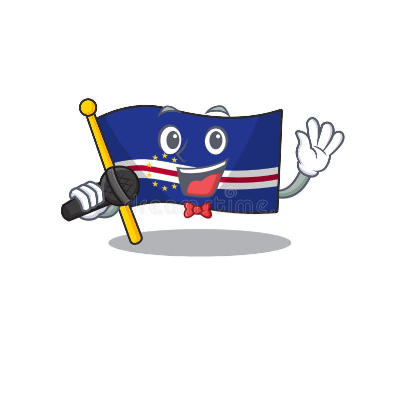 Cartoon Singing Flag Cape Verde while Holding a Microphone Stock Vector ...