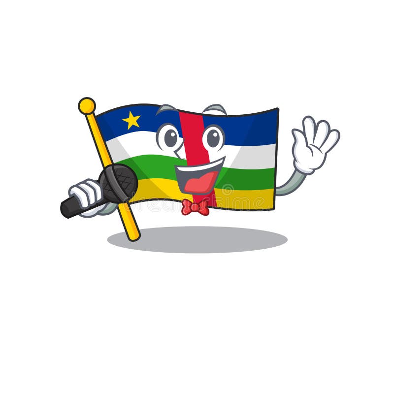 Cartoon Singing Flag Central African while Holding a Microphone Stock ...