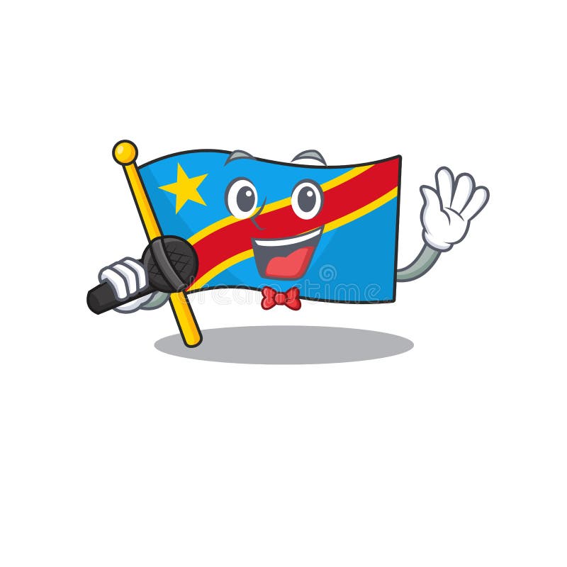 Cartoon Singing Flag Democratic Republic while Holding a Microphone ...