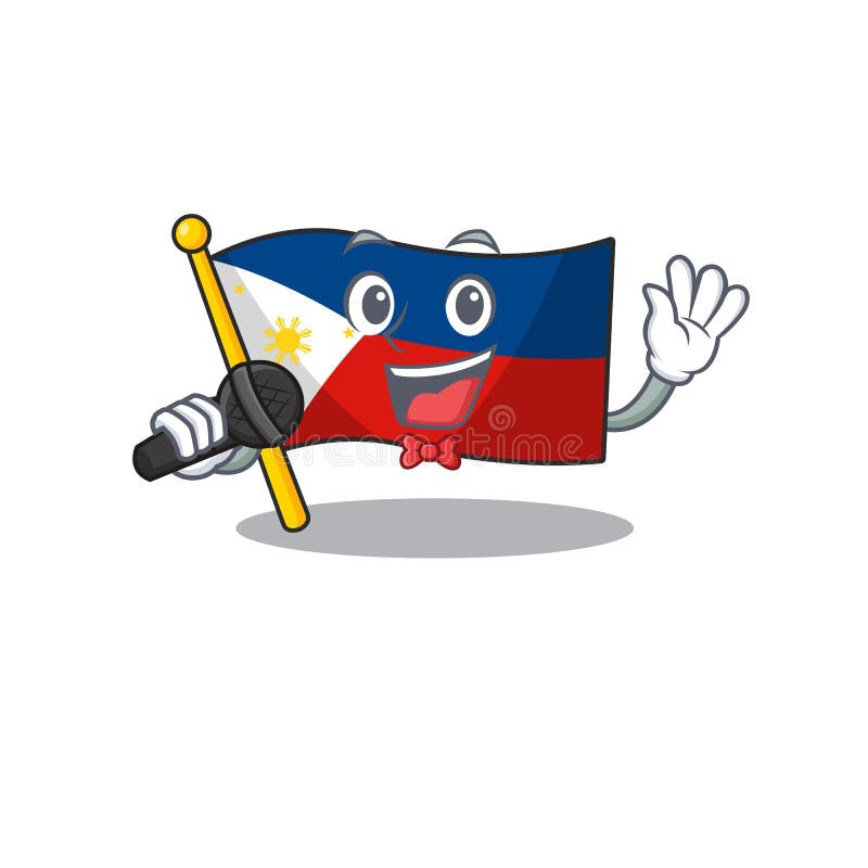 Cartoon Singing Flag Philippines while Holding a Microphone Stock ...