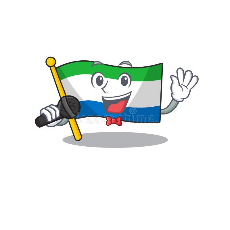 Cartoon Singing Flag Sierra Leone while Holding a Microphone Stock ...