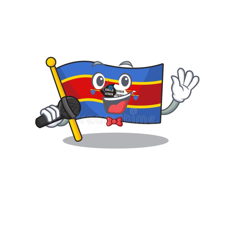 Cartoon Singing Flag Swaziland while Holding a Microphone Stock Vector ...