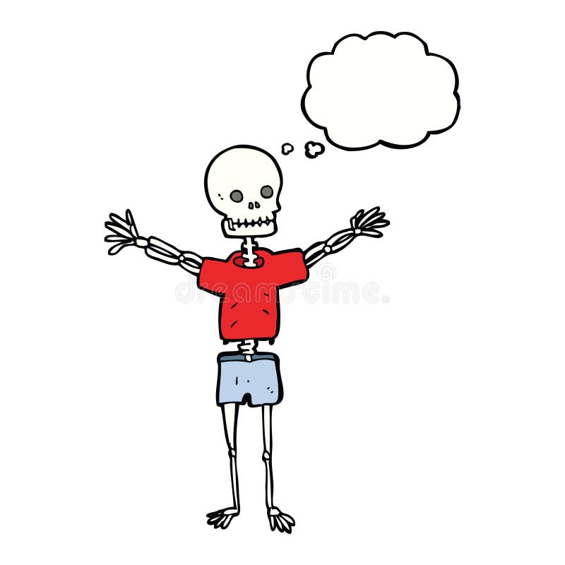 Cartoon Skeleton in Clothes with Thought Bubble Stock Illustration ...