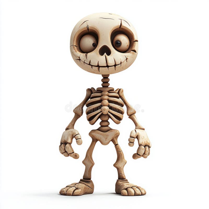 Cartoon Skeleton with Cute Expression Stock Illustration - Illustration ...