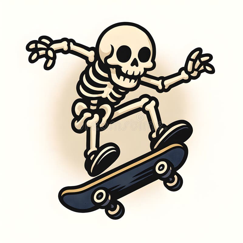 Skeleton Making a Skateboarding Trick Stock Illustration - Illustration ...