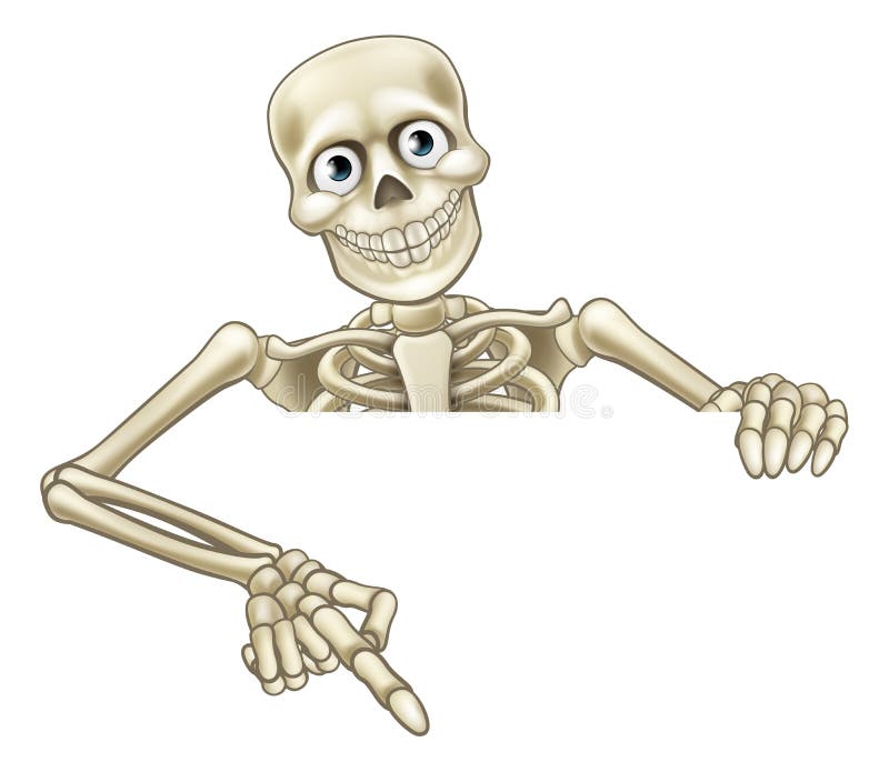 Cartoon Skeleton Pointing at Sign Stock Vector - Illustration of human ...