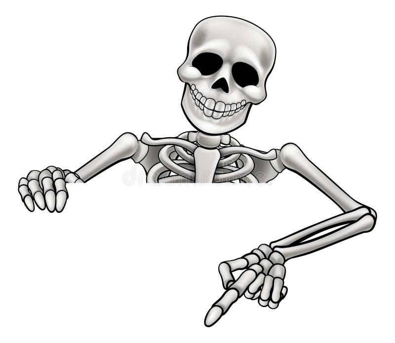 Cartoon Skeleton Pointing Down Stock Vector - Illustration of person ...