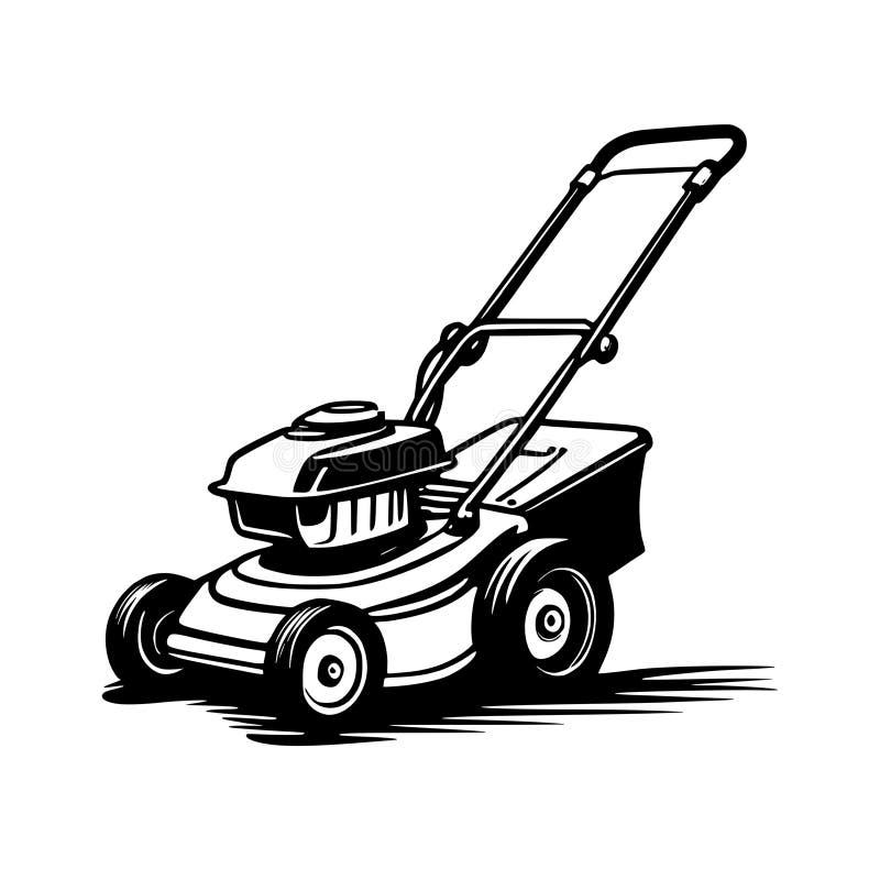 Cartoon Sketch of a Lawn Mower Stock Illustration - Illustration of ...