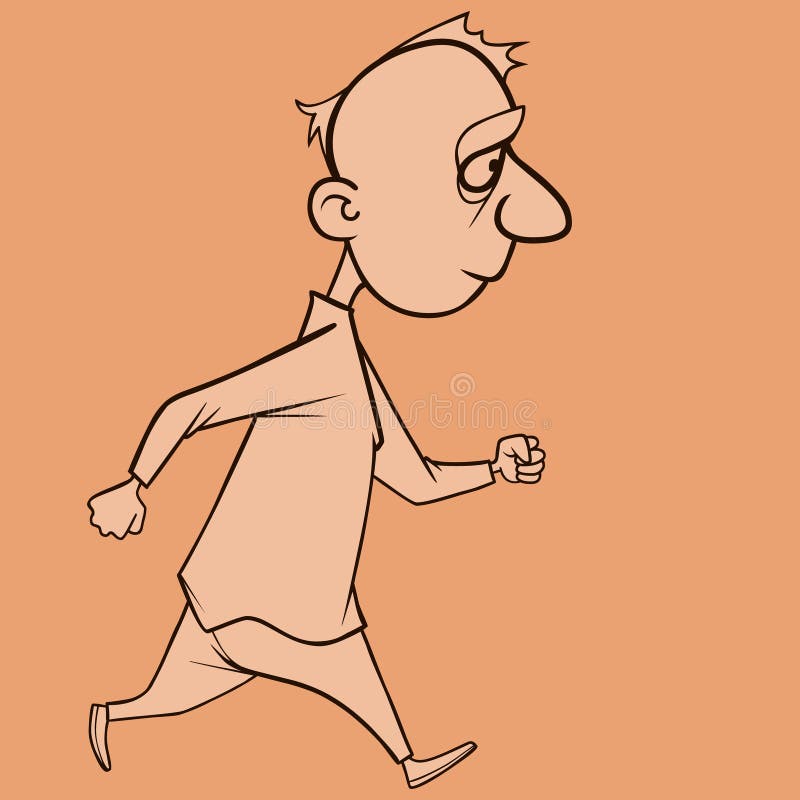 Cartoon Sketch of a Sad Confident Fast Walking Man Stock Vector ...