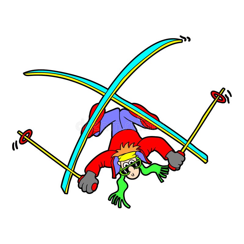 Cartoon Ski Falling stock vector. Illustration of mascot - 256620439