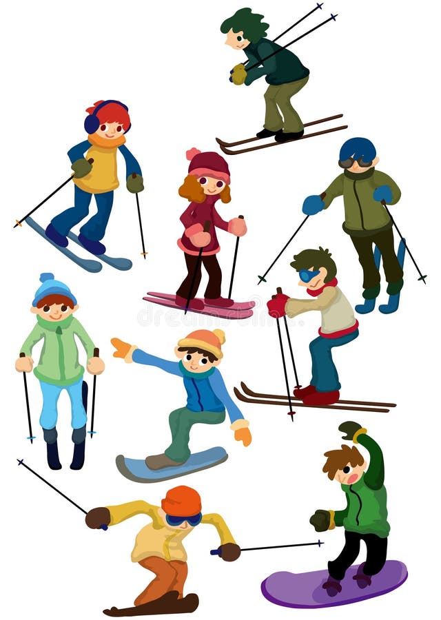 Cartoon ski people icon stock vector. Illustration of jump - 18279364