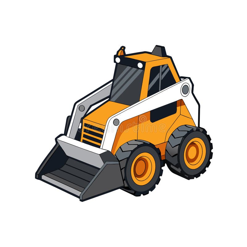 Cartoon Skid Steer Loader Isolated on White Background Stock Photo ...