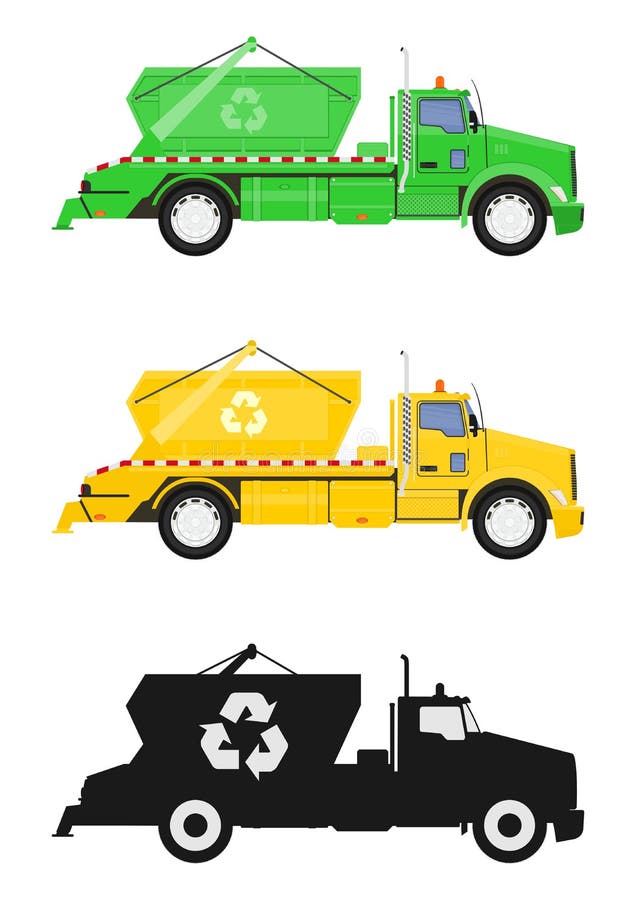 Cartoon skip truck. stock vector. Illustration of silhouette - 105324103