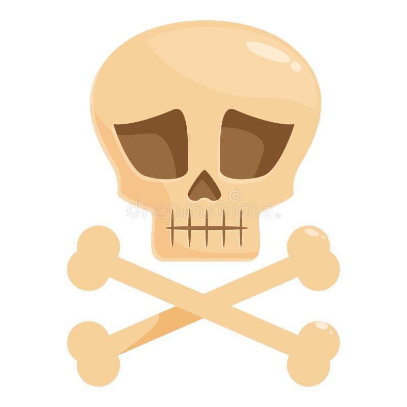 Sad Cartoon Skull and Crossbones Posing on White Background Stock ...