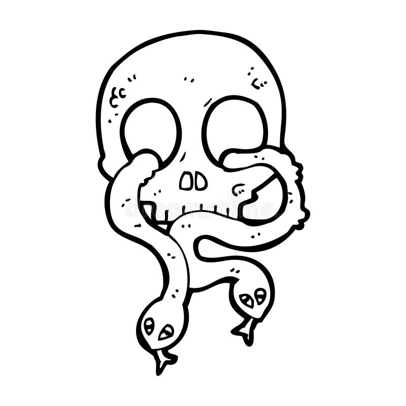 Cartoon skull with snakes stock illustration. Illustration of character ...
