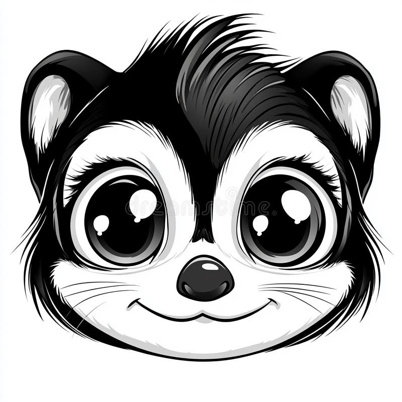 Cartoon Skunk Face Illustration on White Background Stock Illustration - Illustration of ...