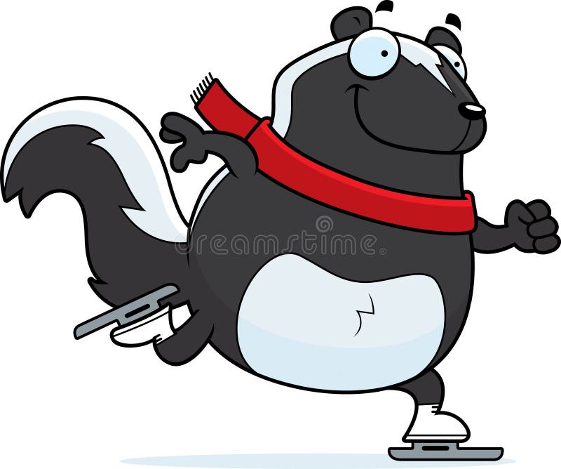 Cartoon Skunk Ice Skating stock vector. Illustration of clip - 47478530