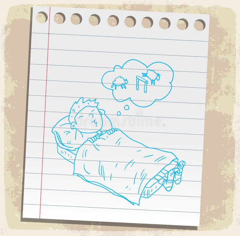 Cartoon Sleep on Paper Note, Vector Illustration Stock Vector ...
