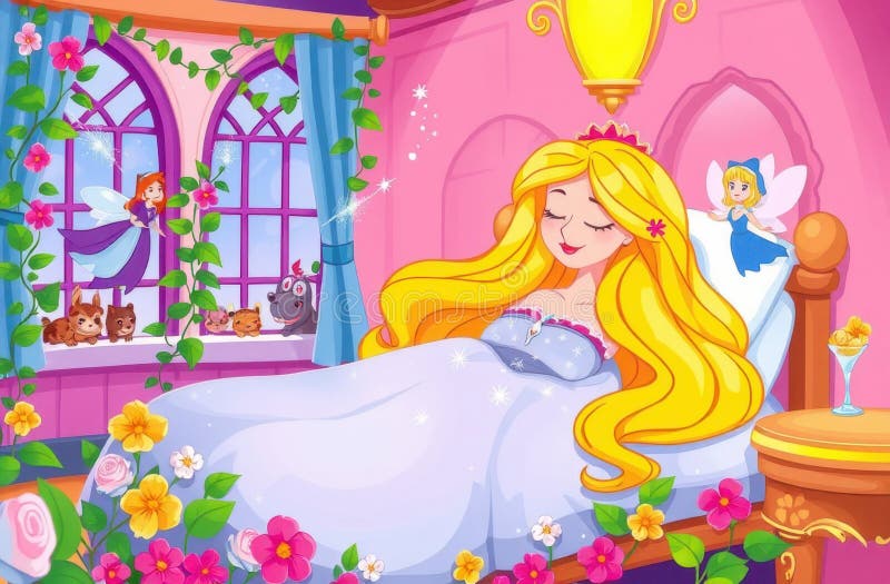 Cartoon of the Sleeping Beauty at 23-1-2025 Stock Illustration ...