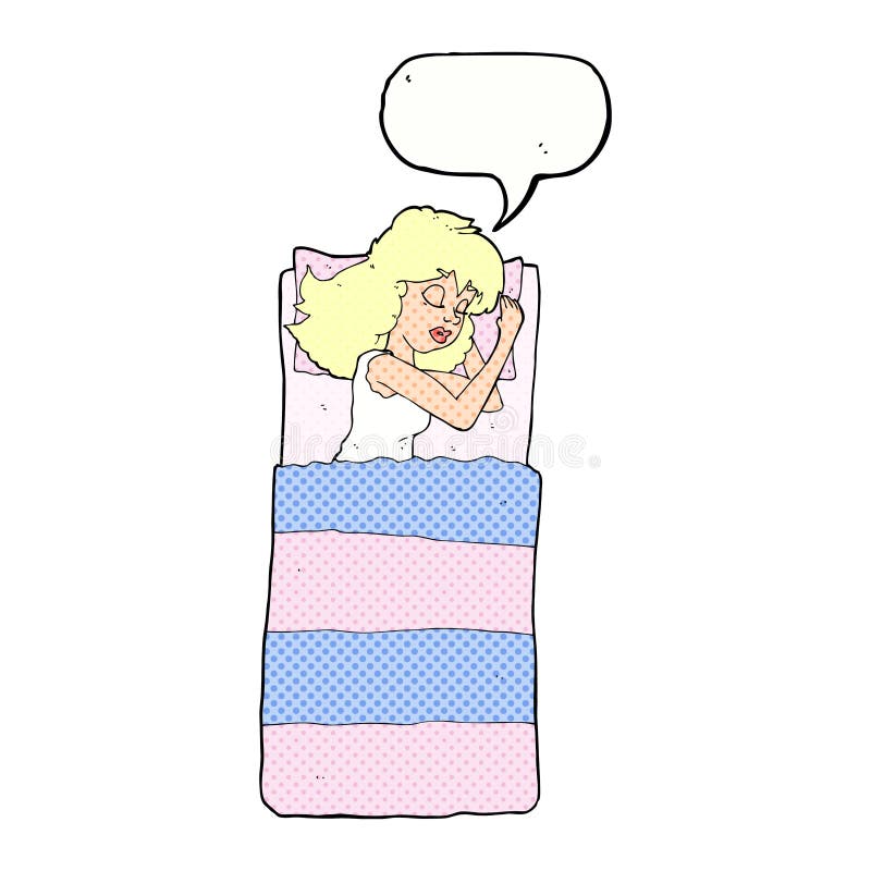 Cartoon Sleeping Woman with Speech Bubble Stock Illustration ...