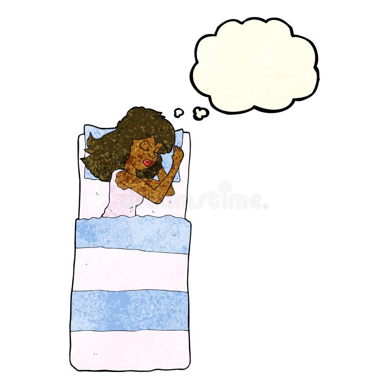 Cartoon Sleeping Woman with Thought Bubble Stock Illustration ...