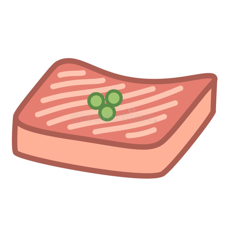 Cartoon Slice of Ham Emoji Icon Isolated Stock Illustration ...