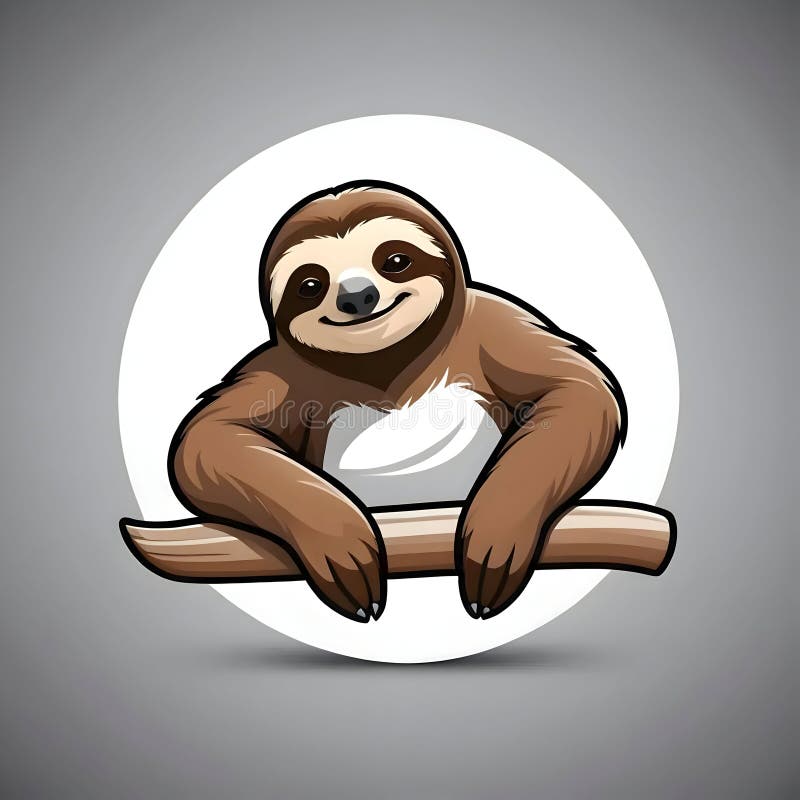 Cute Cartoon Sloth on a Branch - Generated Using Ai Stock Illustration ...