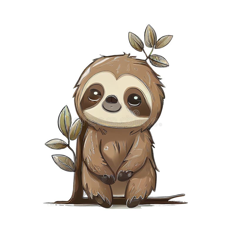 Cartoon Sloth on White Background Stock Photo - Image of cartoon ...