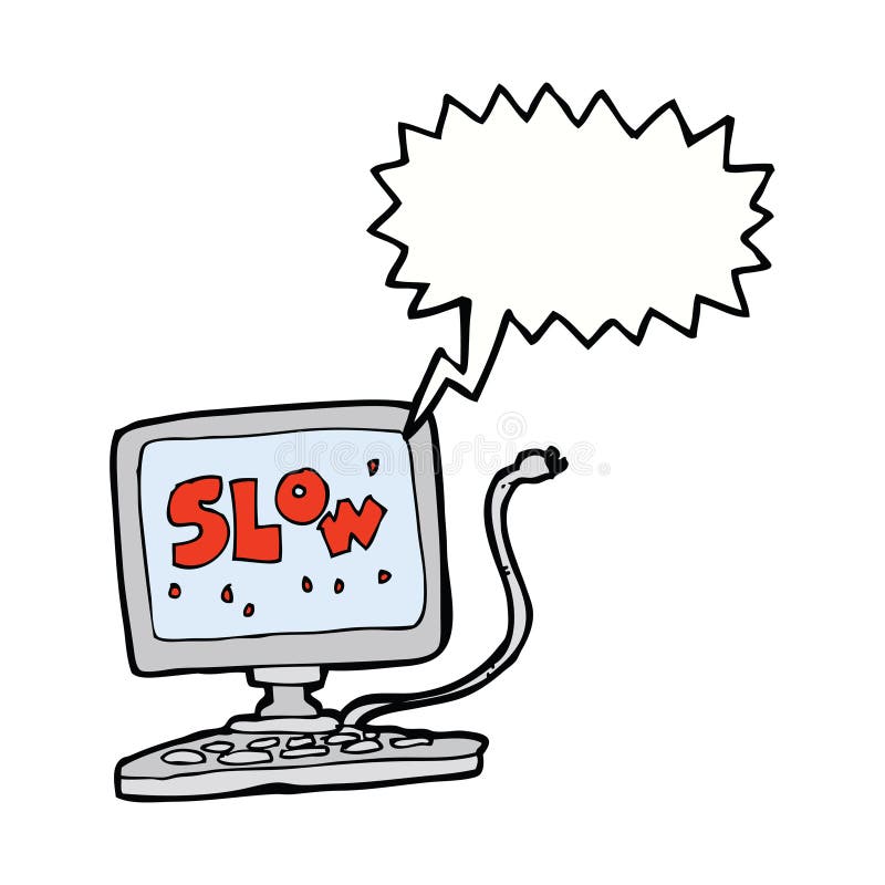 Cartoon slow computer stock vector. Illustration of funny - 37037297