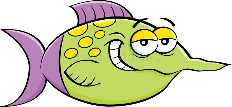 Cartoon sly smiling fish. stock vector. Illustration of fish - 227667934