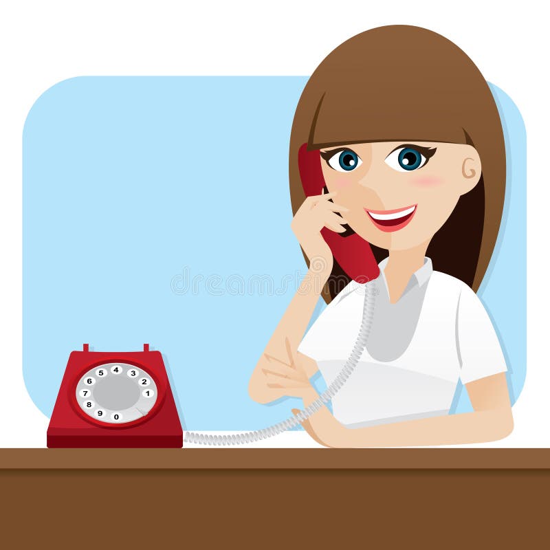 Cartoon Smart Girl Using Telephone Stock Vector - Illustration of ...