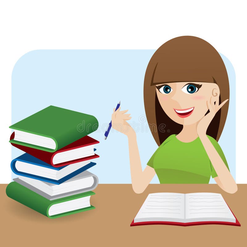 Cute Cartoon Girl Writing Stock Illustrations – 2,791 Cute Cartoon Girl ...