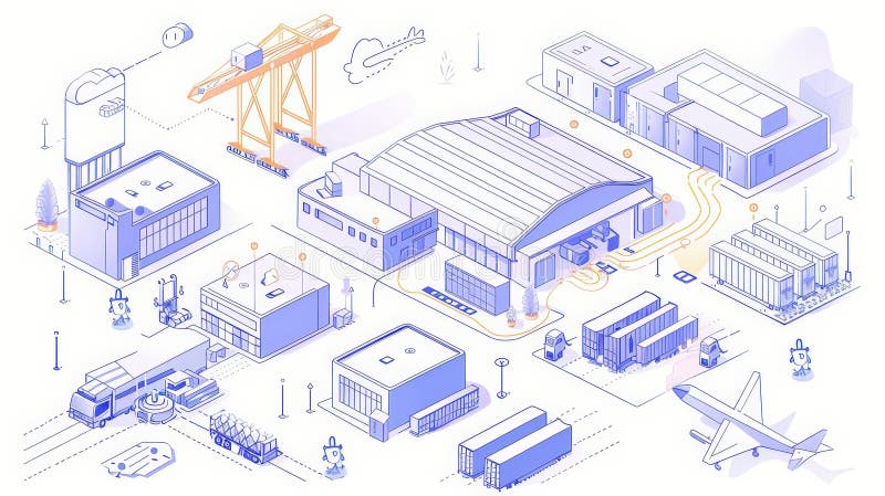 Cartoon of a Smart Logistics Hub with AIdriven Operations Stock ...