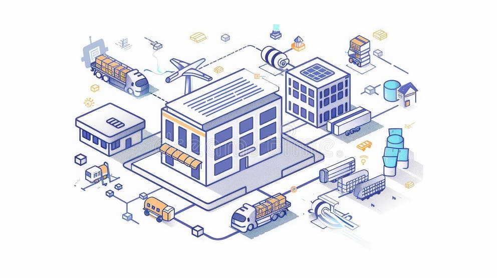 Cartoon of a Smart Logistics Hub with AIdriven Operations Stock ...