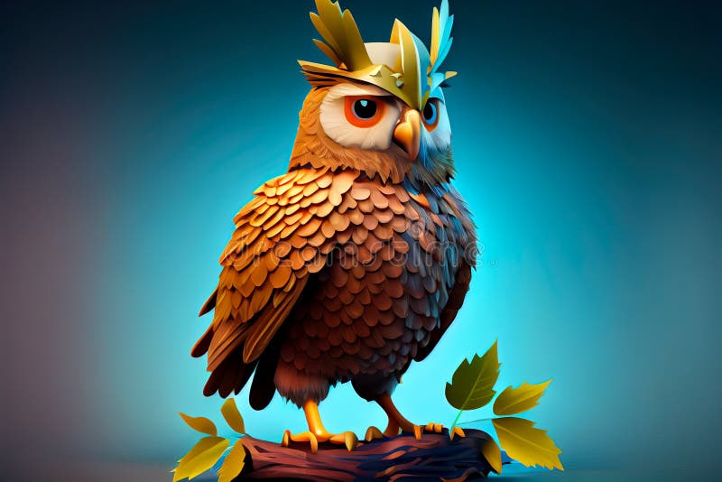 Cartoon Smart Owl Close-up. Generative AI Stock Image - Image of ...