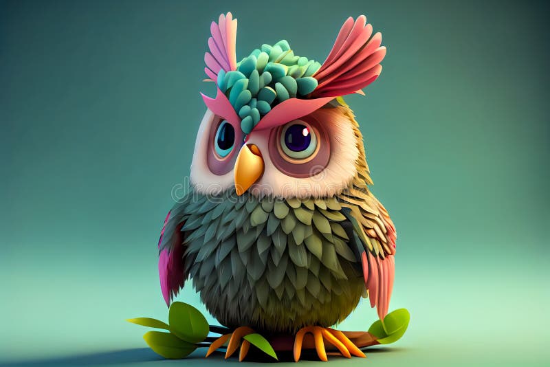 Cartoon Smart Owl Close-up. Generative AI Stock Image - Image of ...