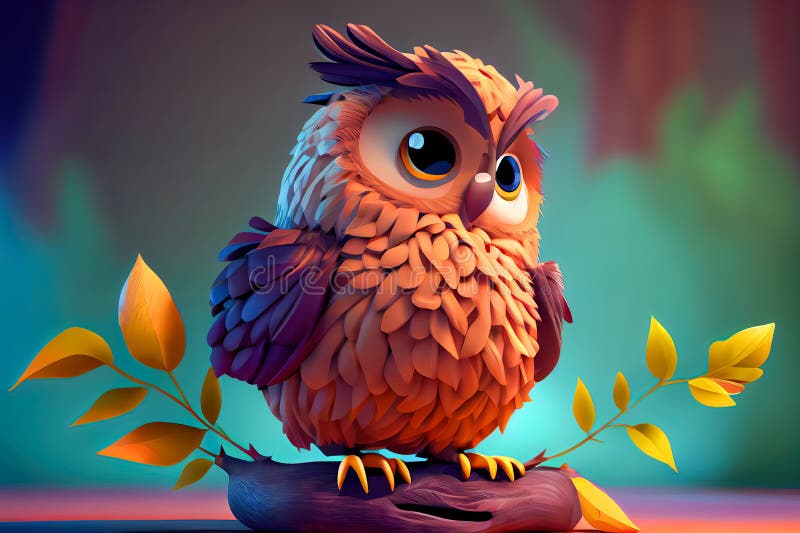 Cartoon Smart Owl Close-up. Generative AI Stock Image - Image of ...