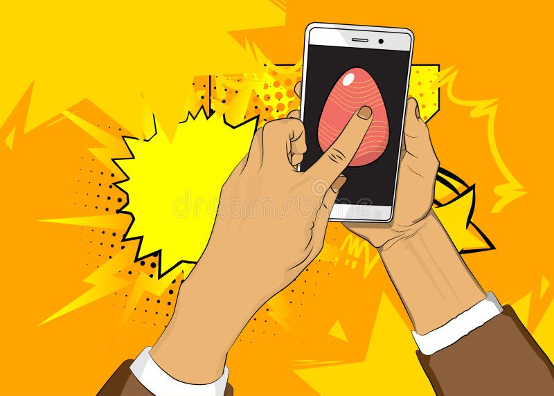 Cartoon Smartphone, Comic Book Telephone with Easter Egg. Stock Vector ...