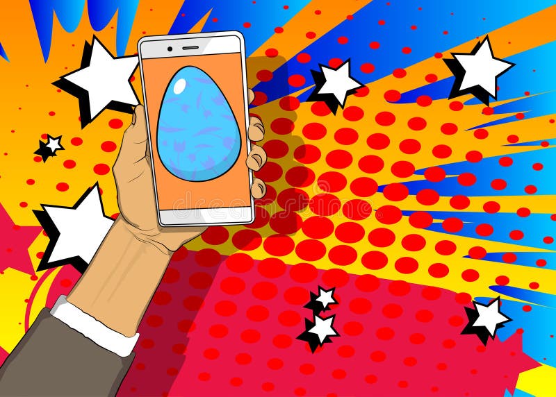 Cartoon Smartphone, Comic Book Telephone with Easter Egg. Stock Vector ...