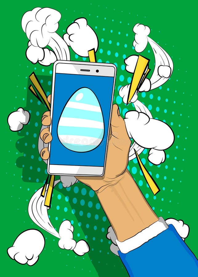 Cartoon Smartphone, Comic Book Telephone with Easter Egg. Stock Vector ...