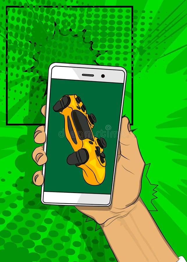 Cartoon Smartphone, Comic Book Telephone with Gaming Controller. Retro ...