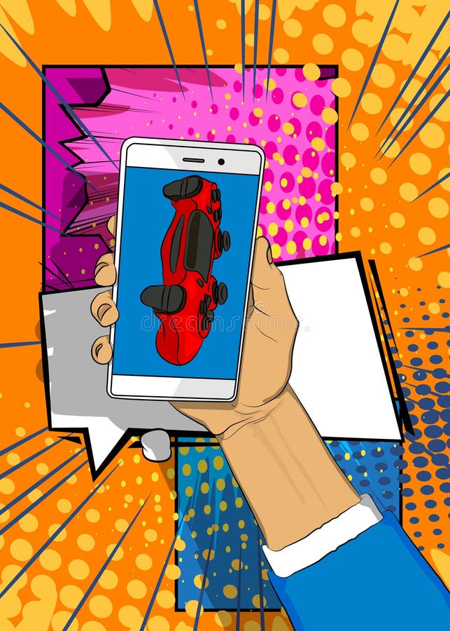 Cartoon Smartphone, Comic Book Telephone with Gaming Controller. Retro ...