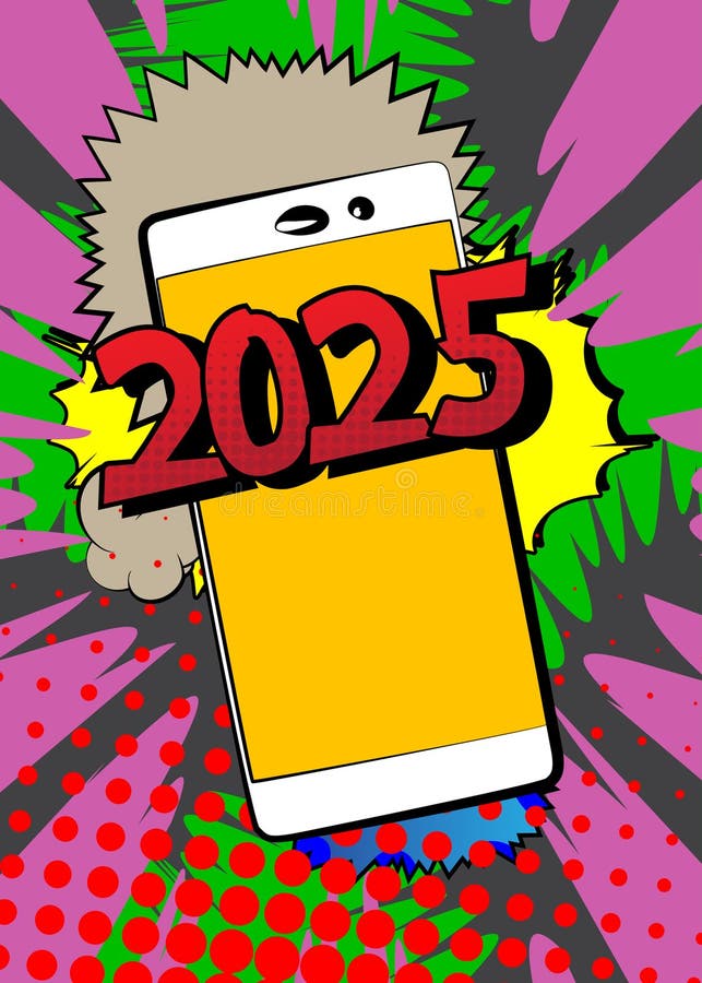 Cartoon Smartphone, Comic Book Telephone with 2025. Stock Vector ...