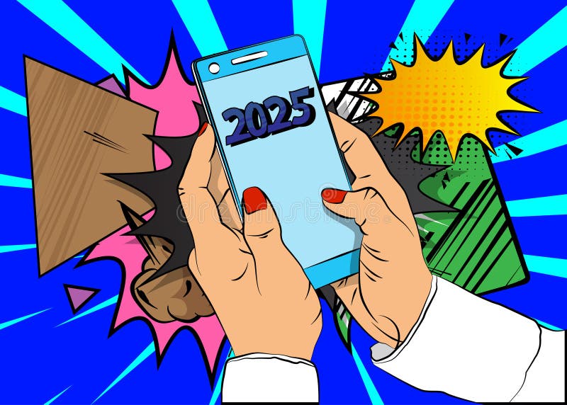 Cartoon Smartphone, Comic Book Telephone with 2025. Stock Vector ...