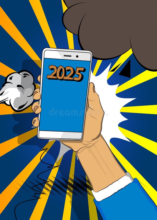 Cartoon Smartphone, Comic Book Telephone with 2025. Stock Vector ...