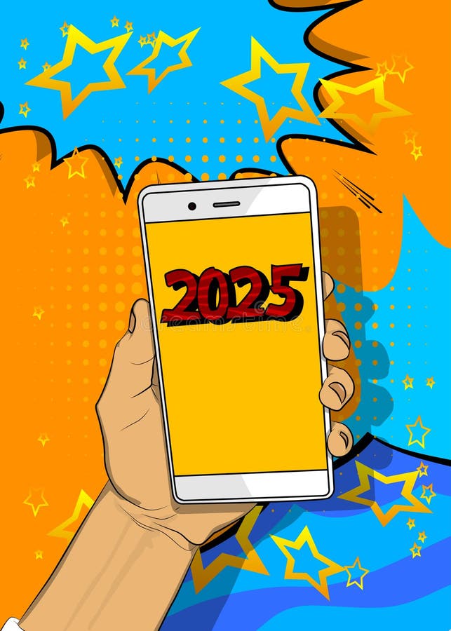 Cartoon Smartphone, Comic Book Telephone with 2025. Stock Vector ...
