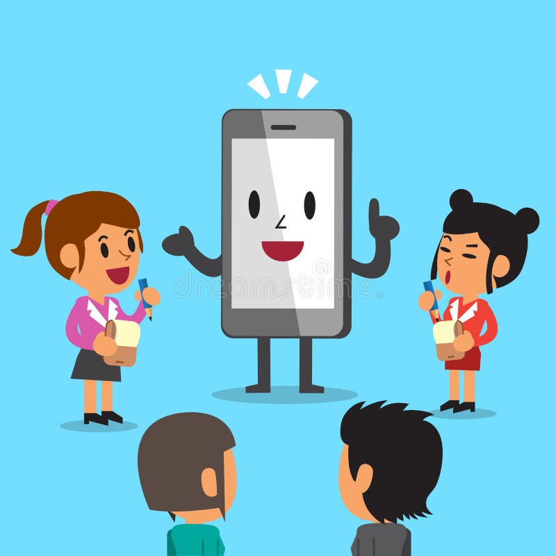 Cartoon Smartphone Helping Business People To Work Stock Vector ...