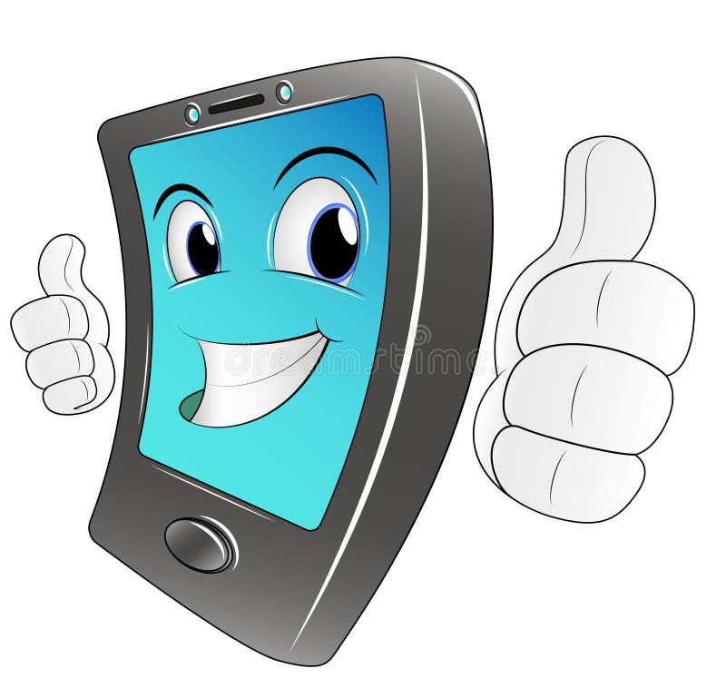 Cartoon Smartphone. Smart Phone Cartoon with Thumb Up Stock Vector ...